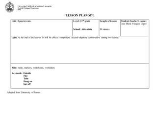 Past events- listening lesson plan | DOCX | Homework and Study | Education