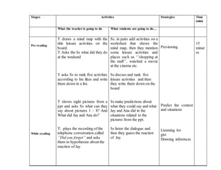 Past events- listening lesson plan | DOCX | Homework and Study | Education