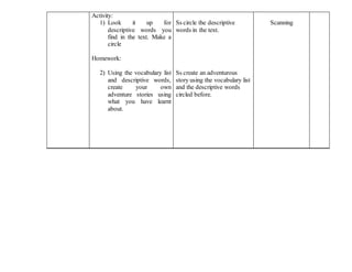 Past events-reading lesson plan | DOCX