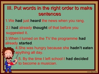 Past Perfect tense power point presentation | PPT