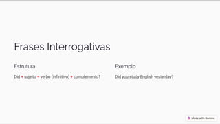 Simpe Past Tense - como se forma o passado simples in English | PPT