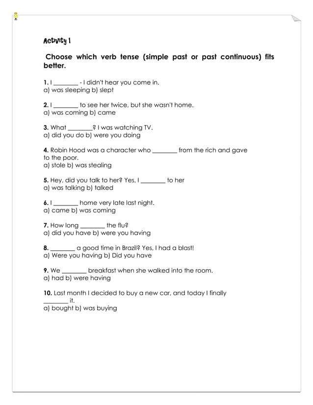 Past simple-past-continous-exercises | PDF