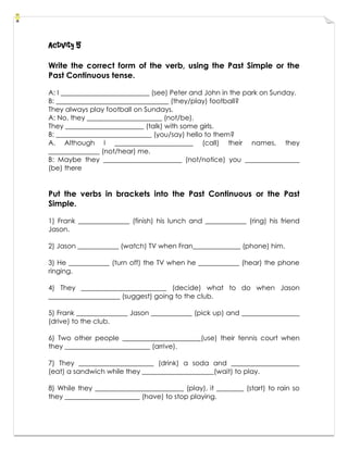 Past simple-past-continous-exercises | PDF