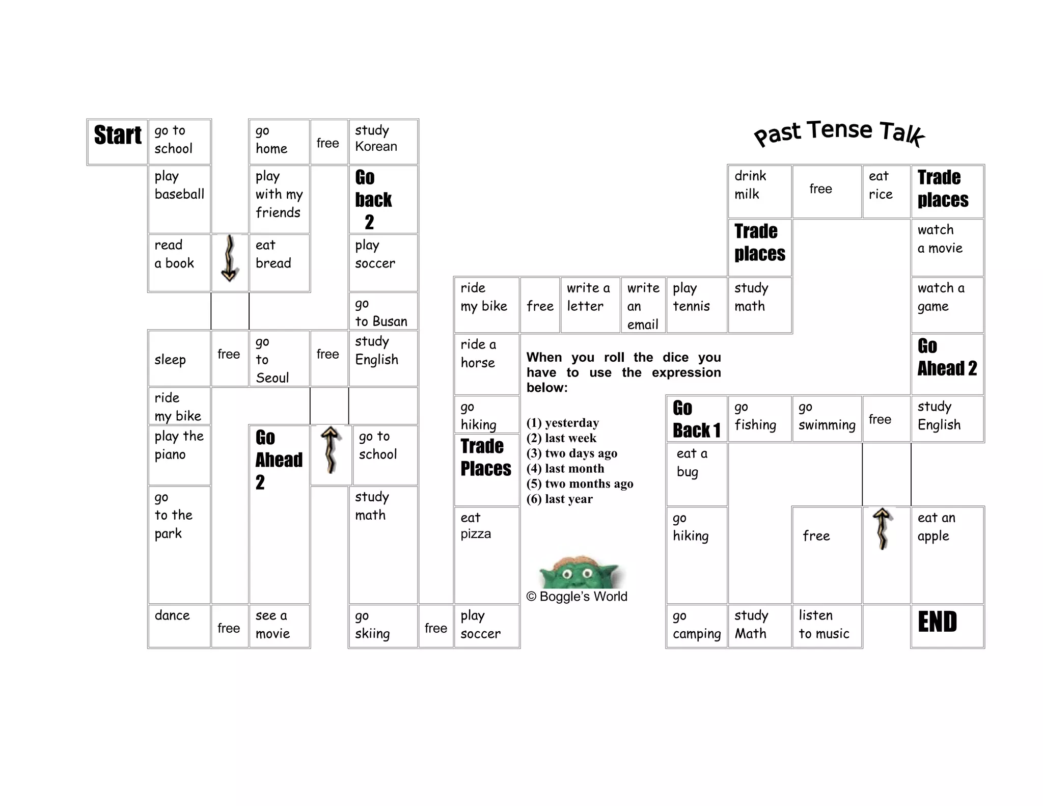 Past tense-verb-board-game-elementary-simplified | PPT