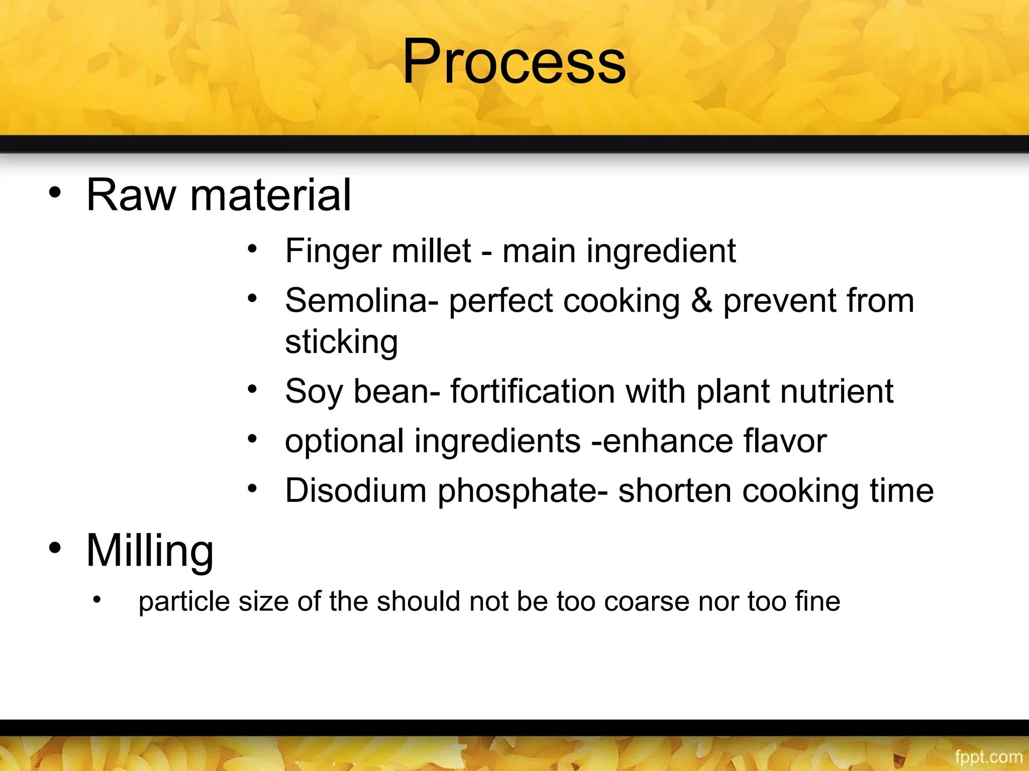 Finger millet Pasta | PPT