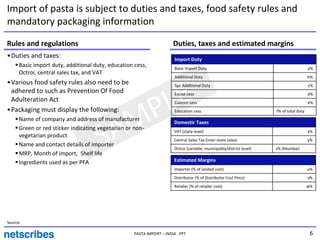 Pasta Import India Sample | PPT