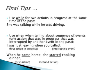 Past and Past Continuous Verb Tenses | PPSX
