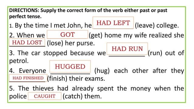 PAST AND PAST PERFECT TENSE.pptx | Food & Drink