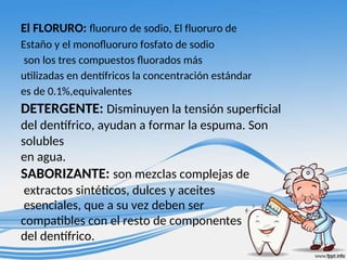 pastas dentales composición, usos y técnicas de cepillado | PPTX