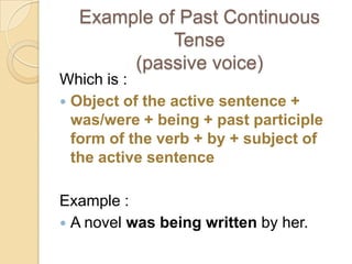 Past Continuous Tense (Active & Passive Voice) | PPTX