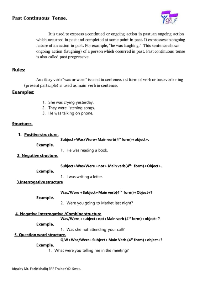 Past continous tense work sheet new method | PDF