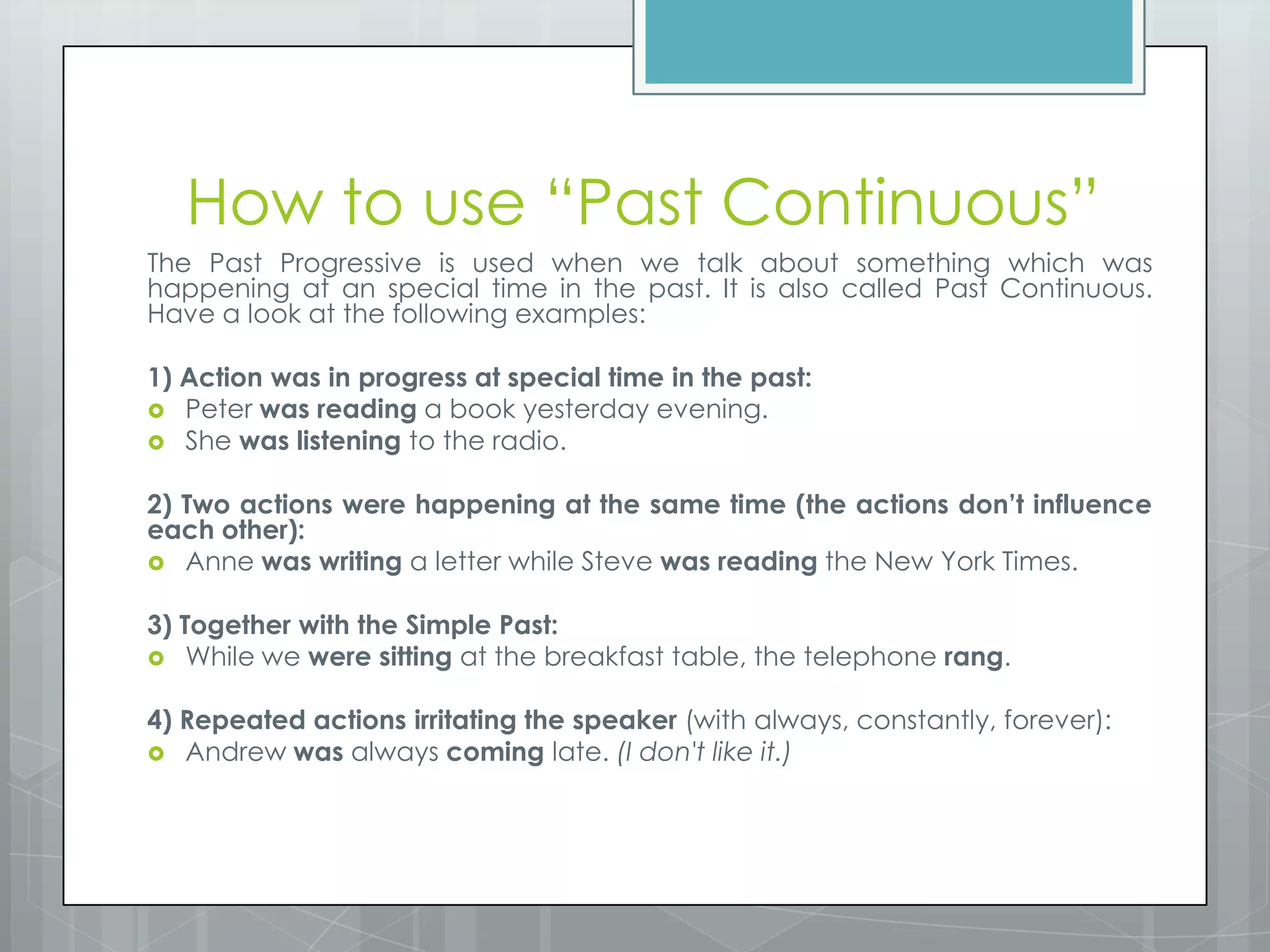 Past Continuous | PPT