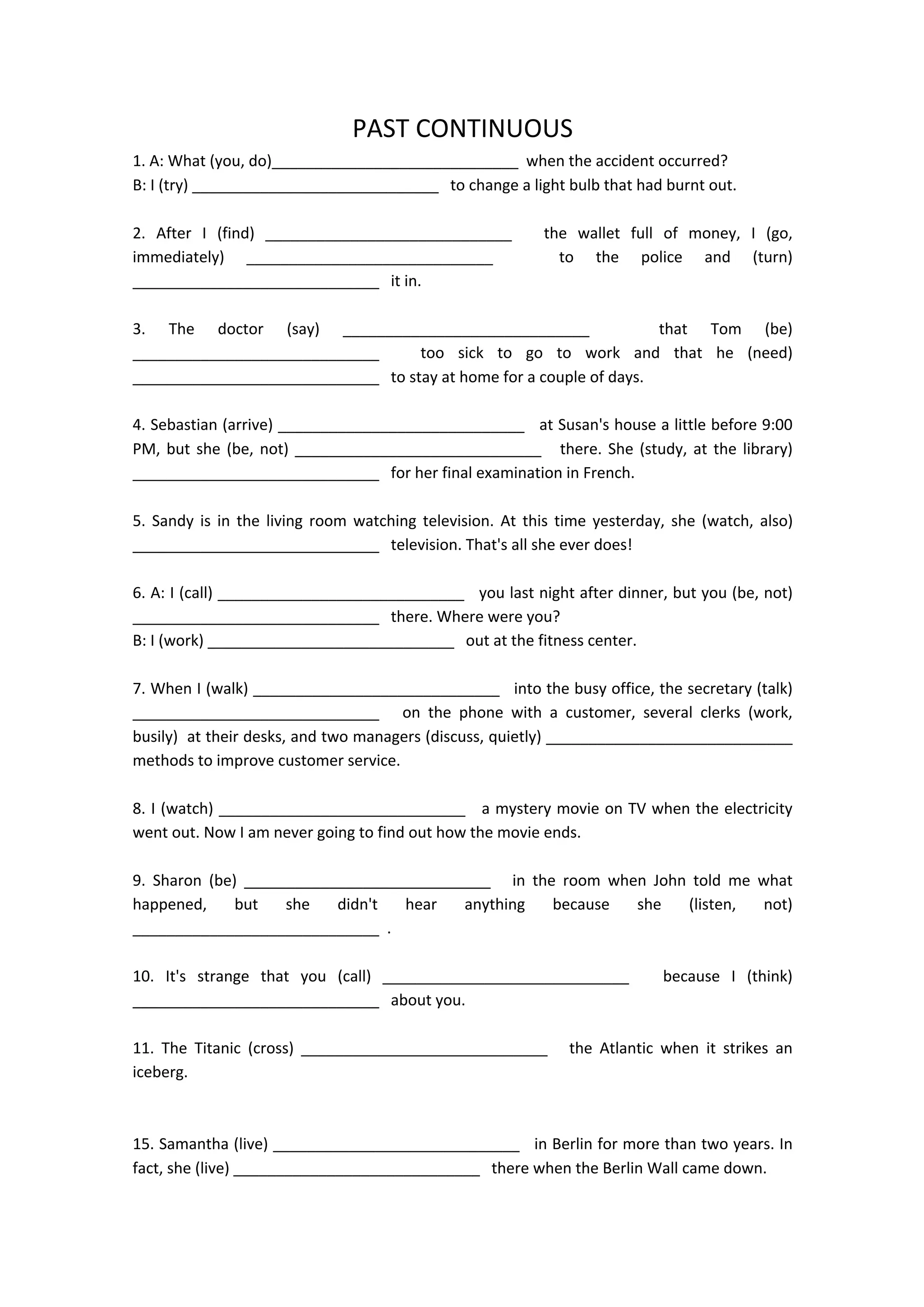 Past continuous | PDF