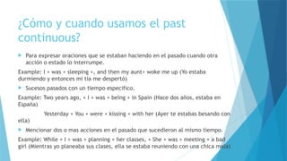 Presentación Past Continuous ingles/español | PPTX