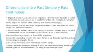 Presentación Past Continuous ingles/español | PPTX