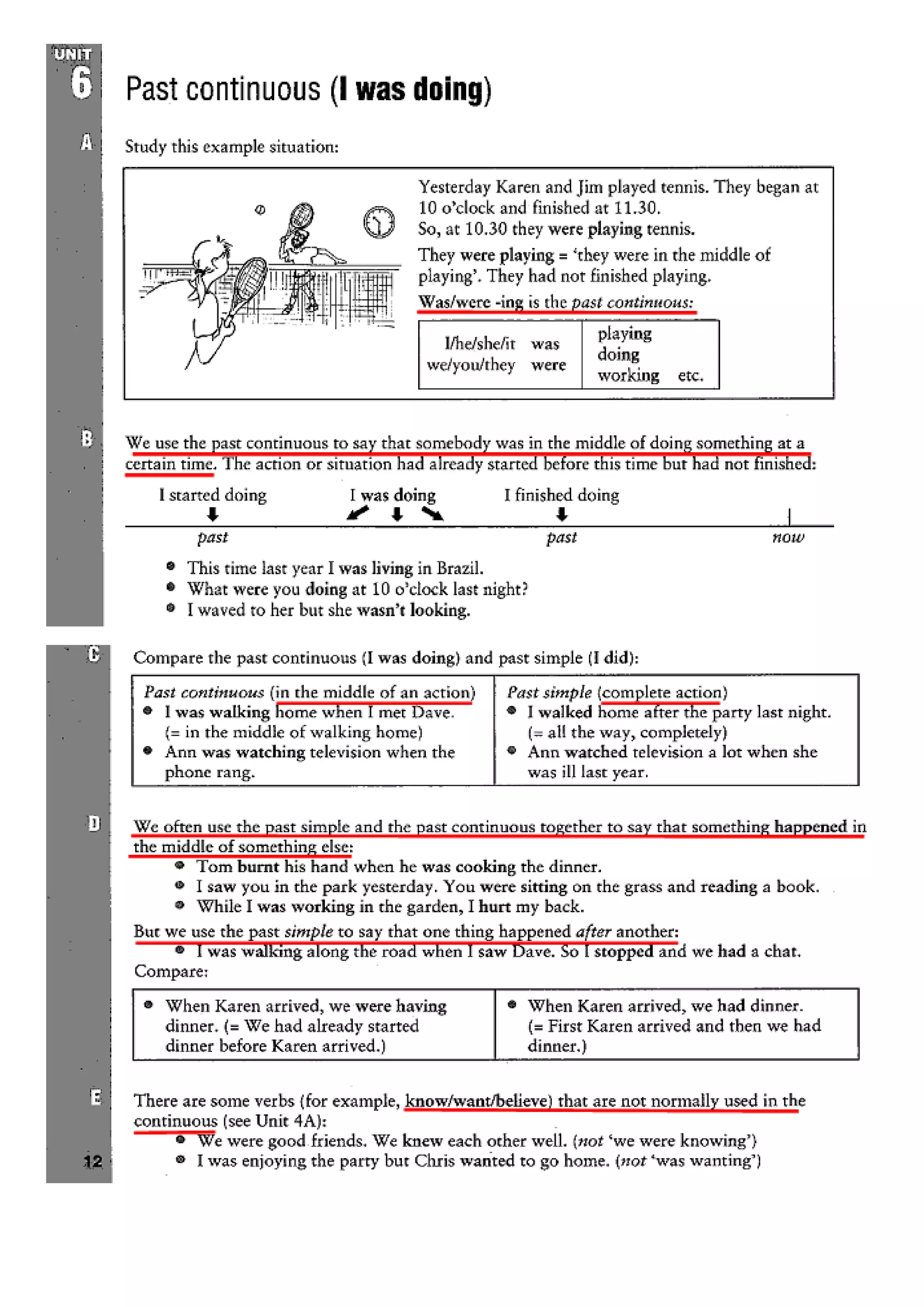 Past continuous explanation (intermidiate) | PDF