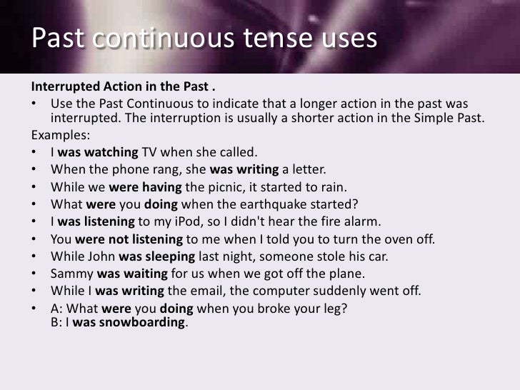 Past continuous tense