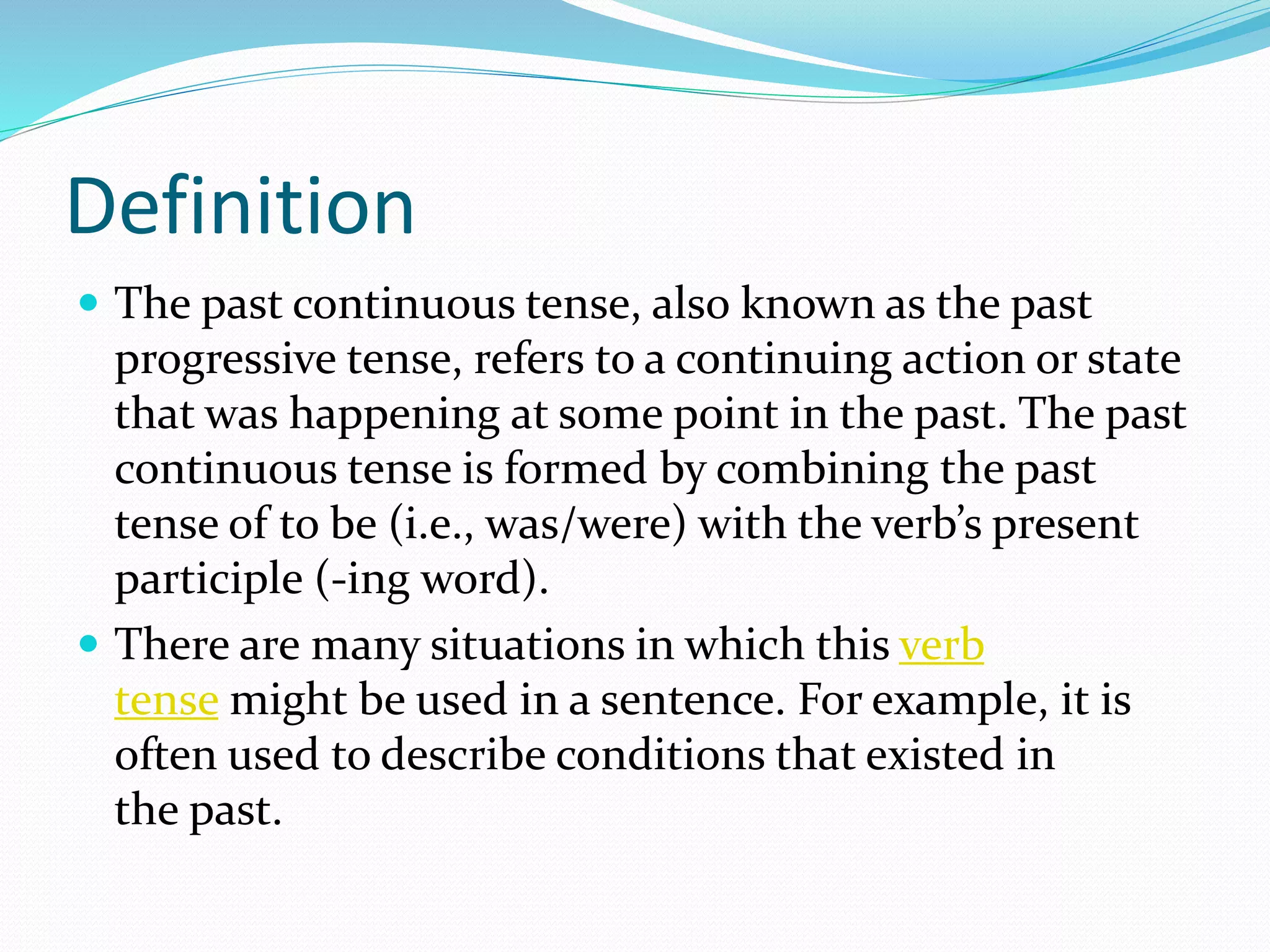 Past continuous tense | PPT