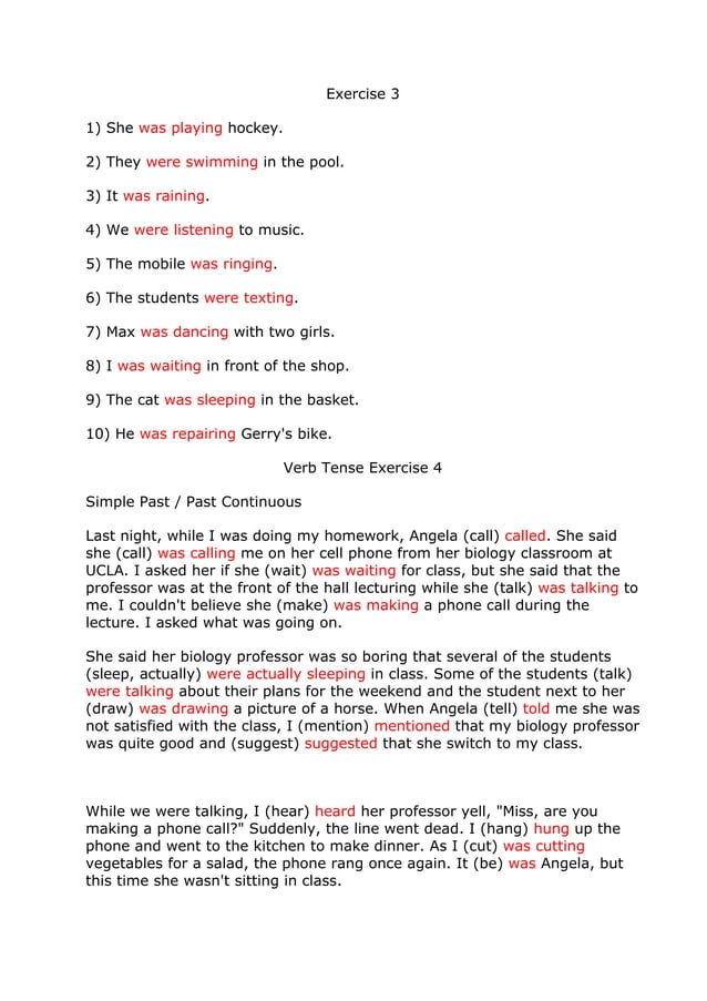 Past continuous tense quiz key | DOC