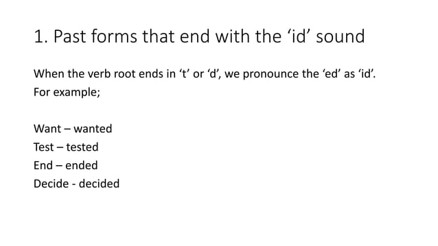 Past ed pronunciation | PPT
