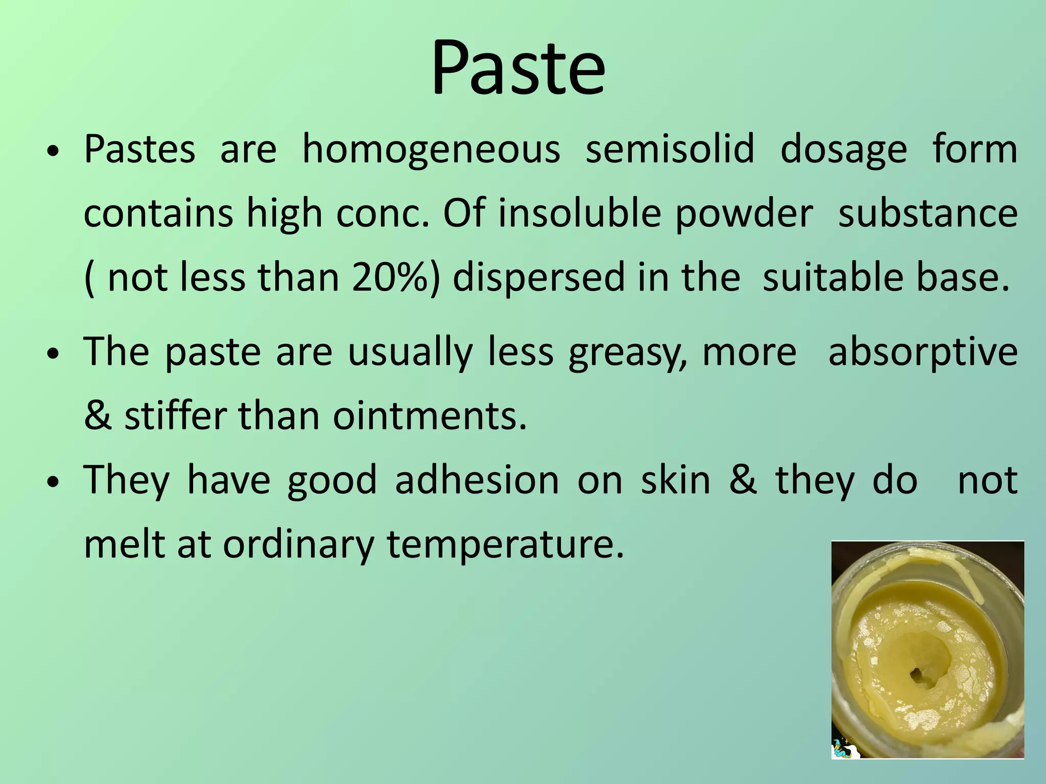 Semisolid dosage forms: Paste and Jellies | PDF