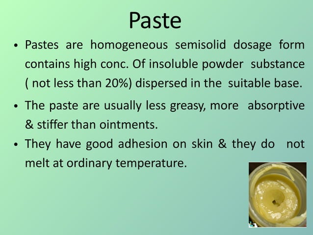 Semisolid dosage forms: Paste and Jellies | PDF | Skin and Dermatology ...