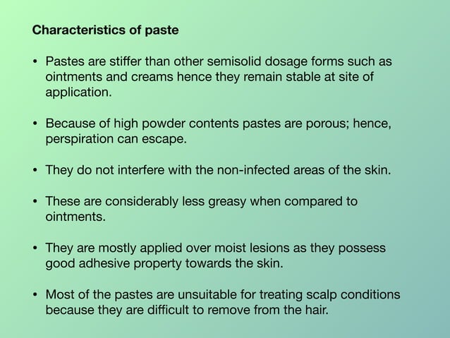 Semisolid dosage forms: Paste and Jellies | PDF | Skin and Dermatology ...