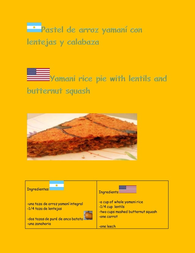 Pastel de arroz yamaní con lentejas y calabaza-Yamani rice pie with ...