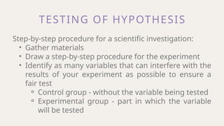 Scientific Investigation for Grade 7 Students | PPTX