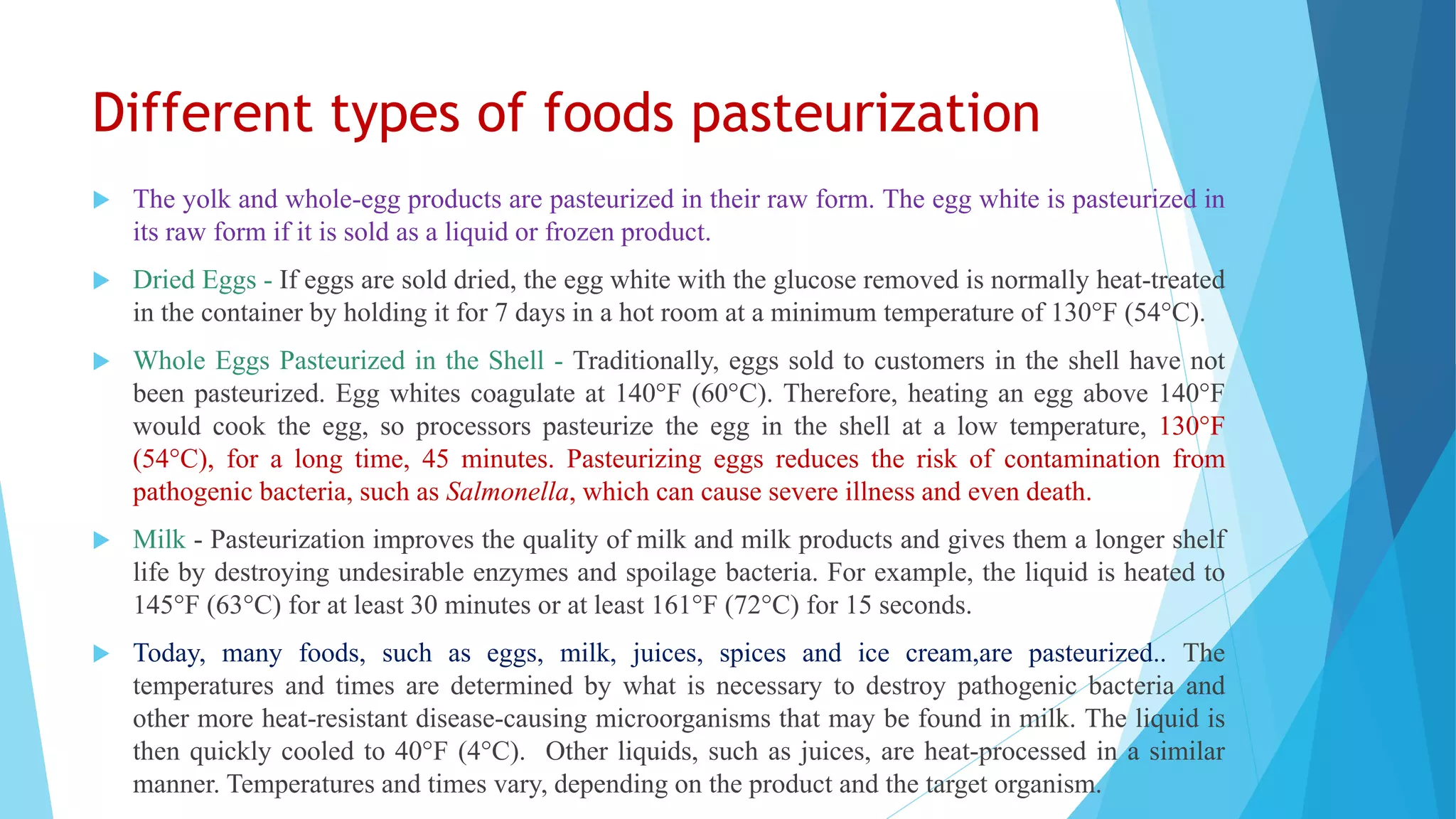 Pasteurisation of food product | PPTX