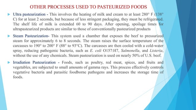 Pasteurisation of food product | PPTX | Home Appliances | Home & Garden