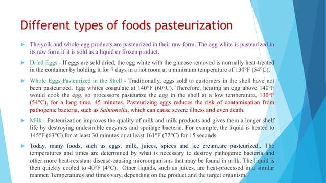 Pasteurisation of food product | PPTX | Home Appliances | Home & Garden