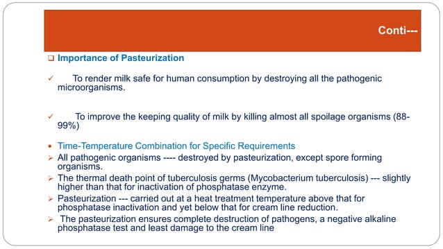 PASTEURIZATION of milk defintion and itd properties | PPTX