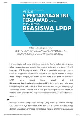 Pastikan 6 pertanyaan ini terjawab saat kamu menulis rencana studi beasiswa | PDF