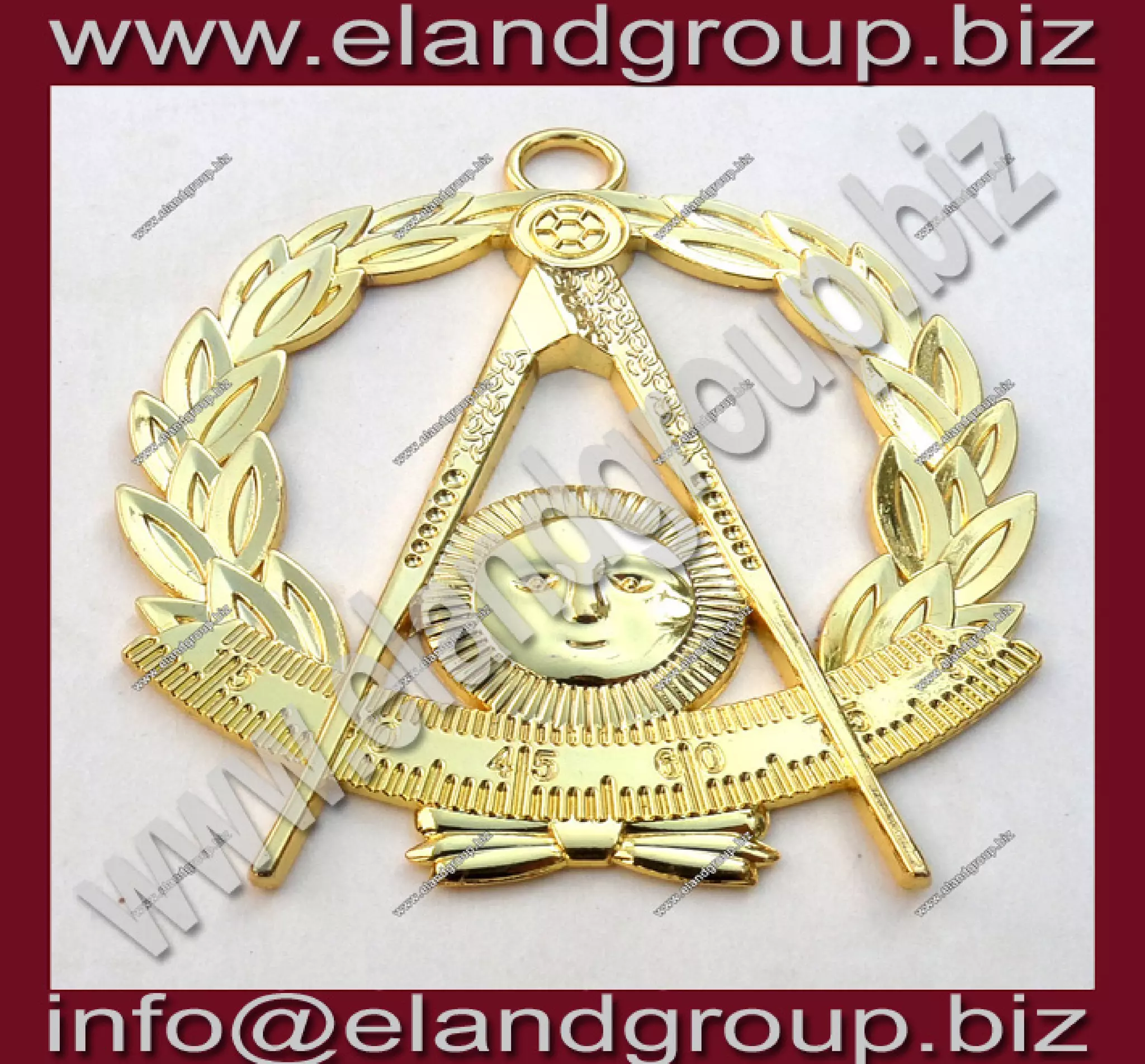 Past master jewel compasses quadrant within wreath | PPT