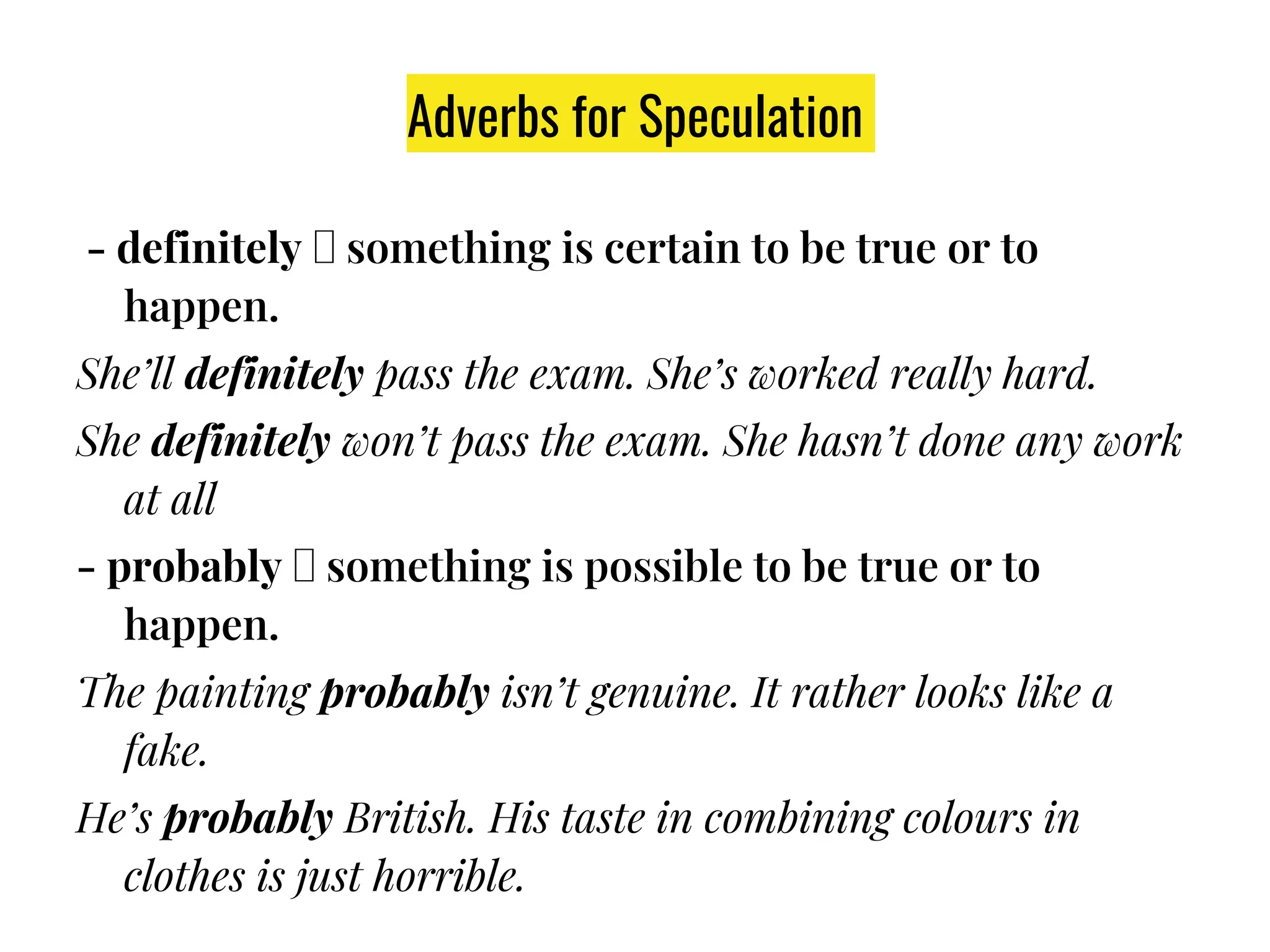 Past Modals for Speculation and Deduction | PPTX