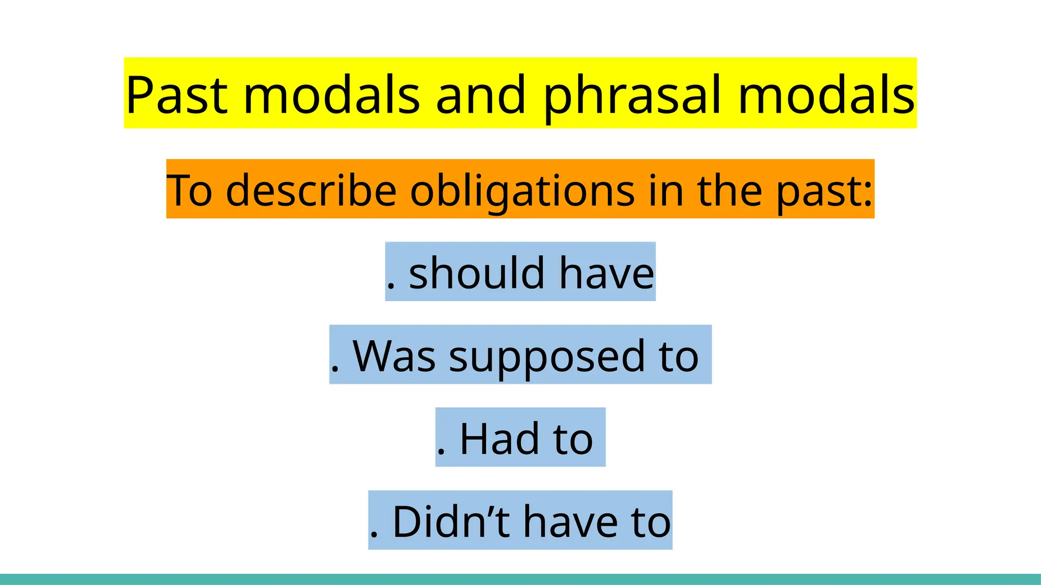 Past modals and phrasal of obligation english class | PPTX