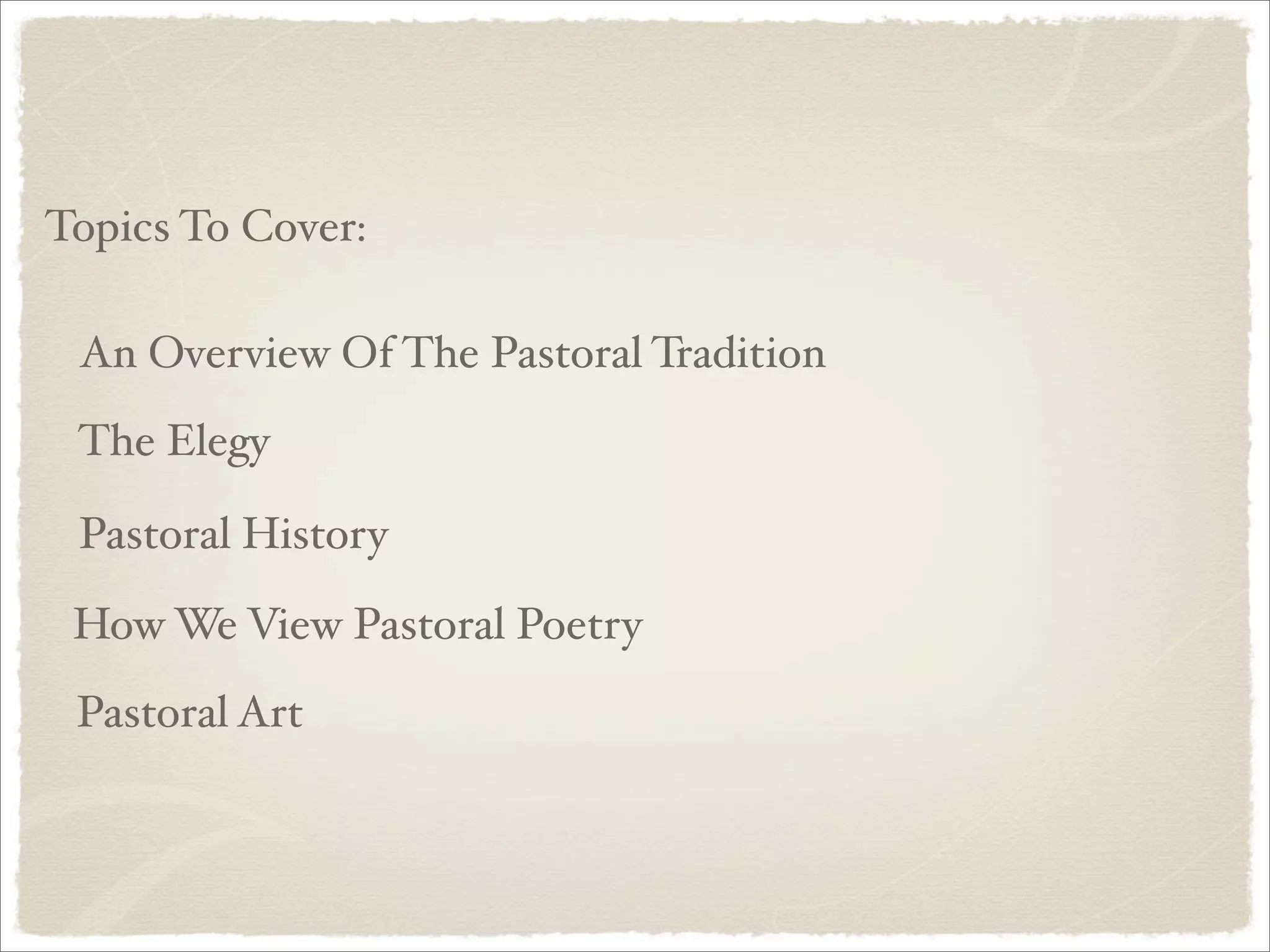Pastoral Tradition Presentation Pdf | PDF