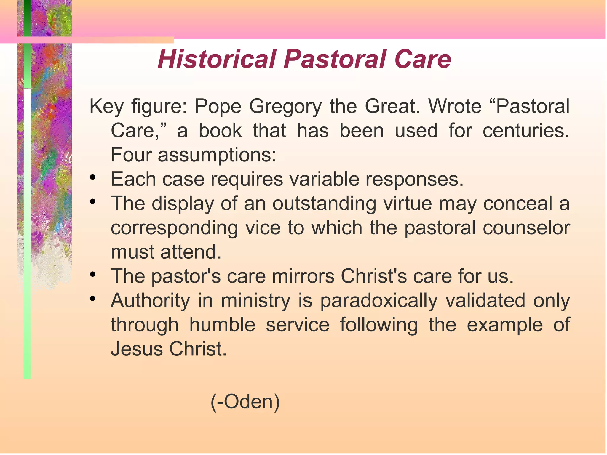 History and Foundations of Pastoral Care | PPT