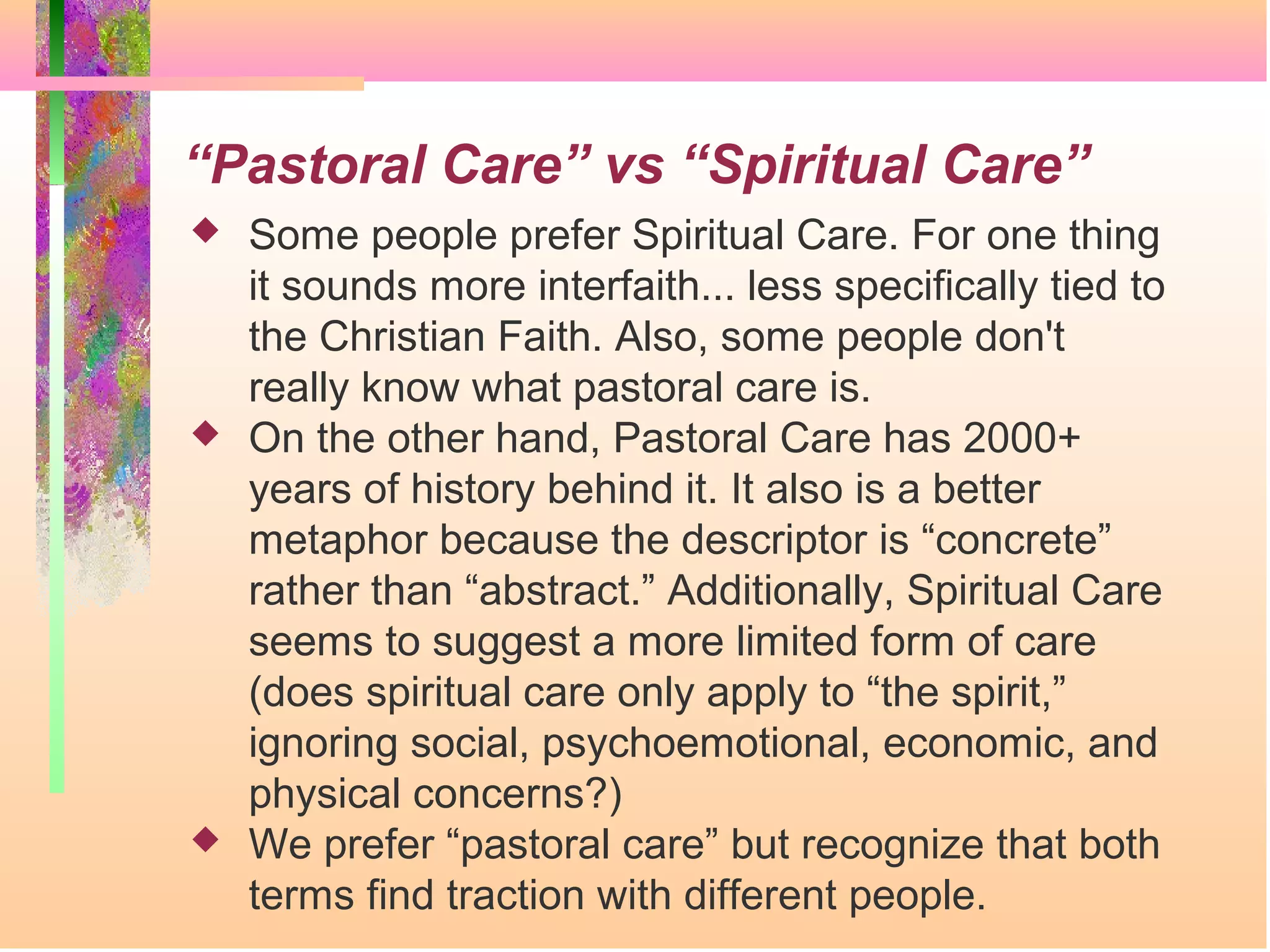 History and Foundations of Pastoral Care | PPT