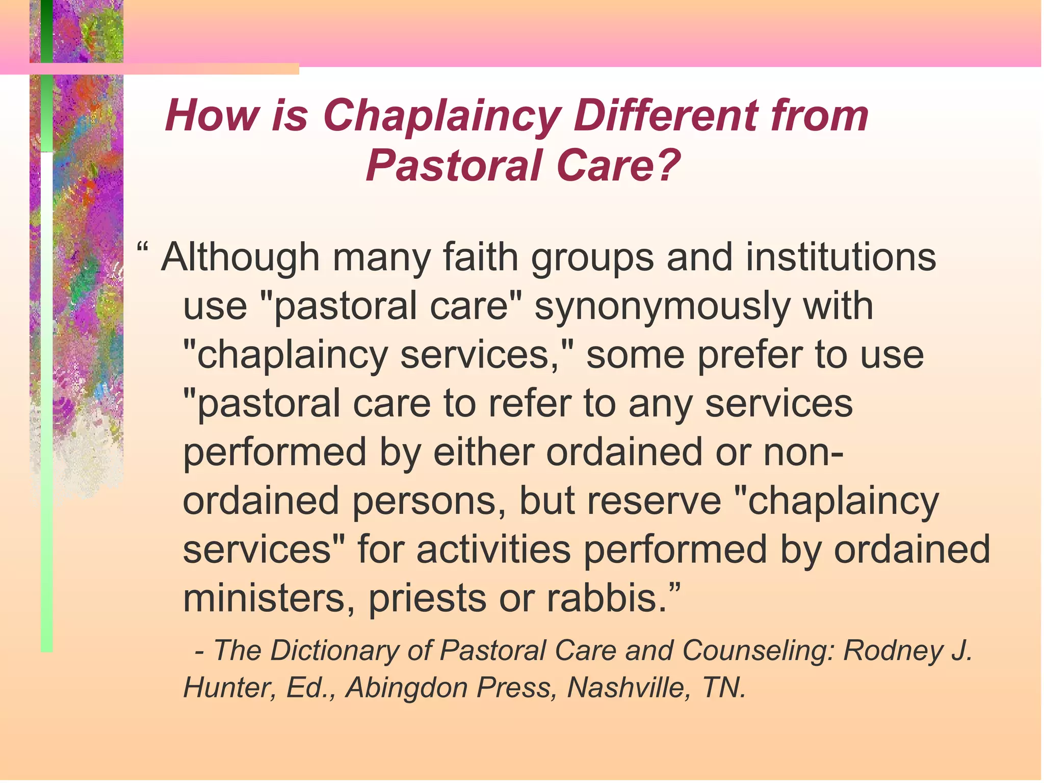 History and Foundations of Pastoral Care | PPT