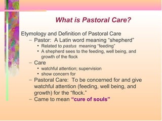 History and Foundations of Pastoral Care | PPT