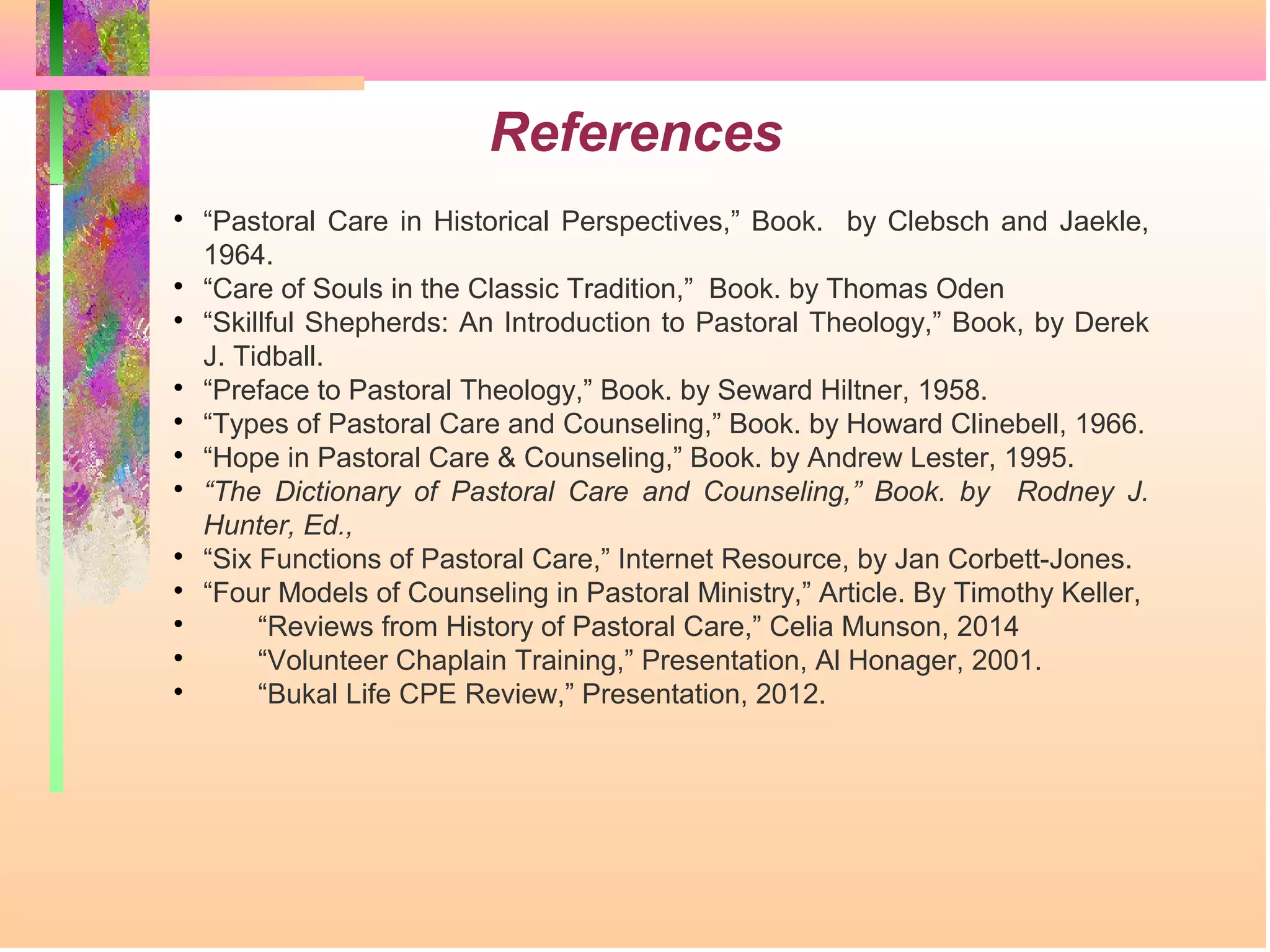 History and Foundations of Pastoral Care | PPT