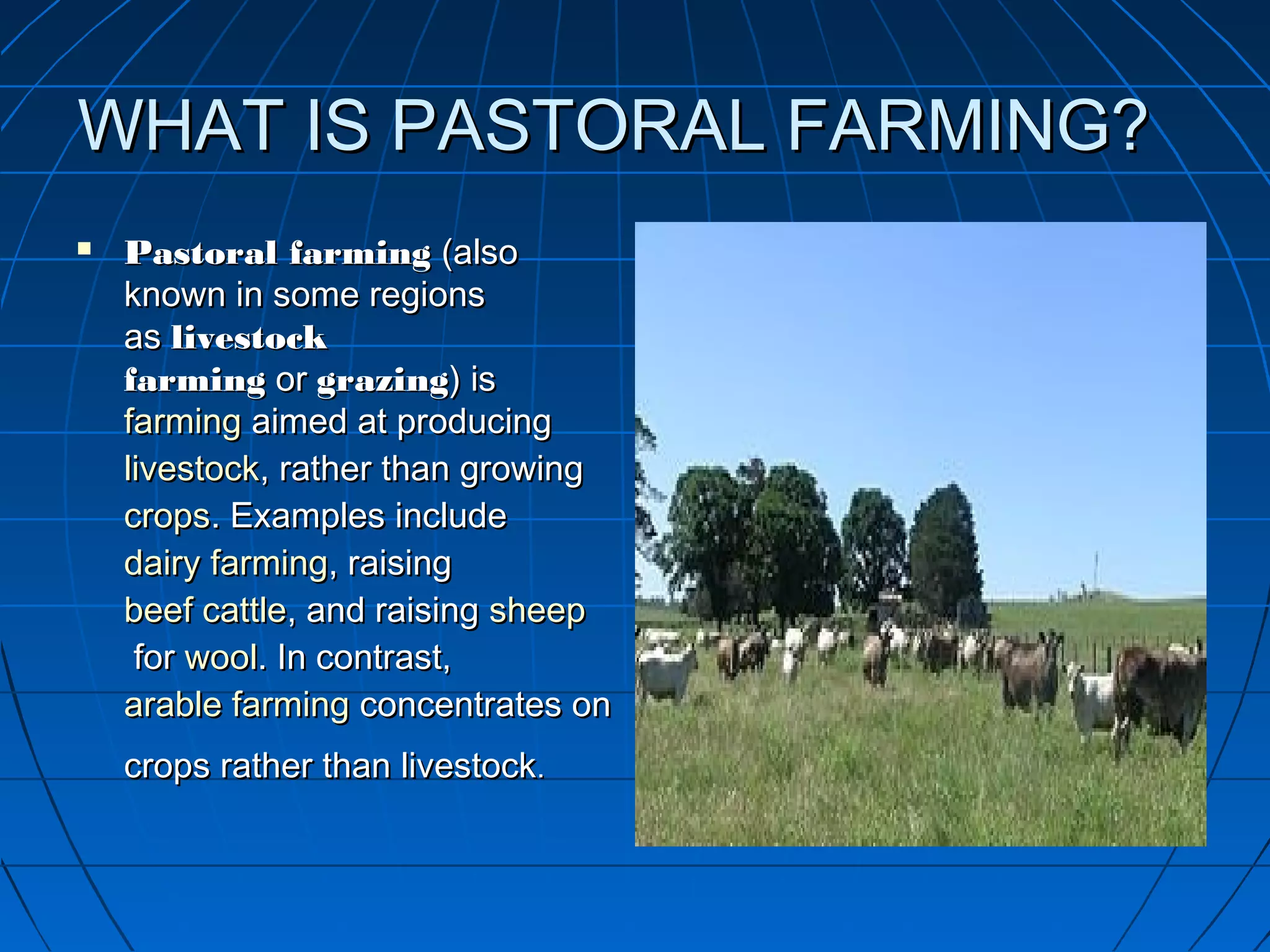 Pastoral farming | PPT | Agriculture | Industries