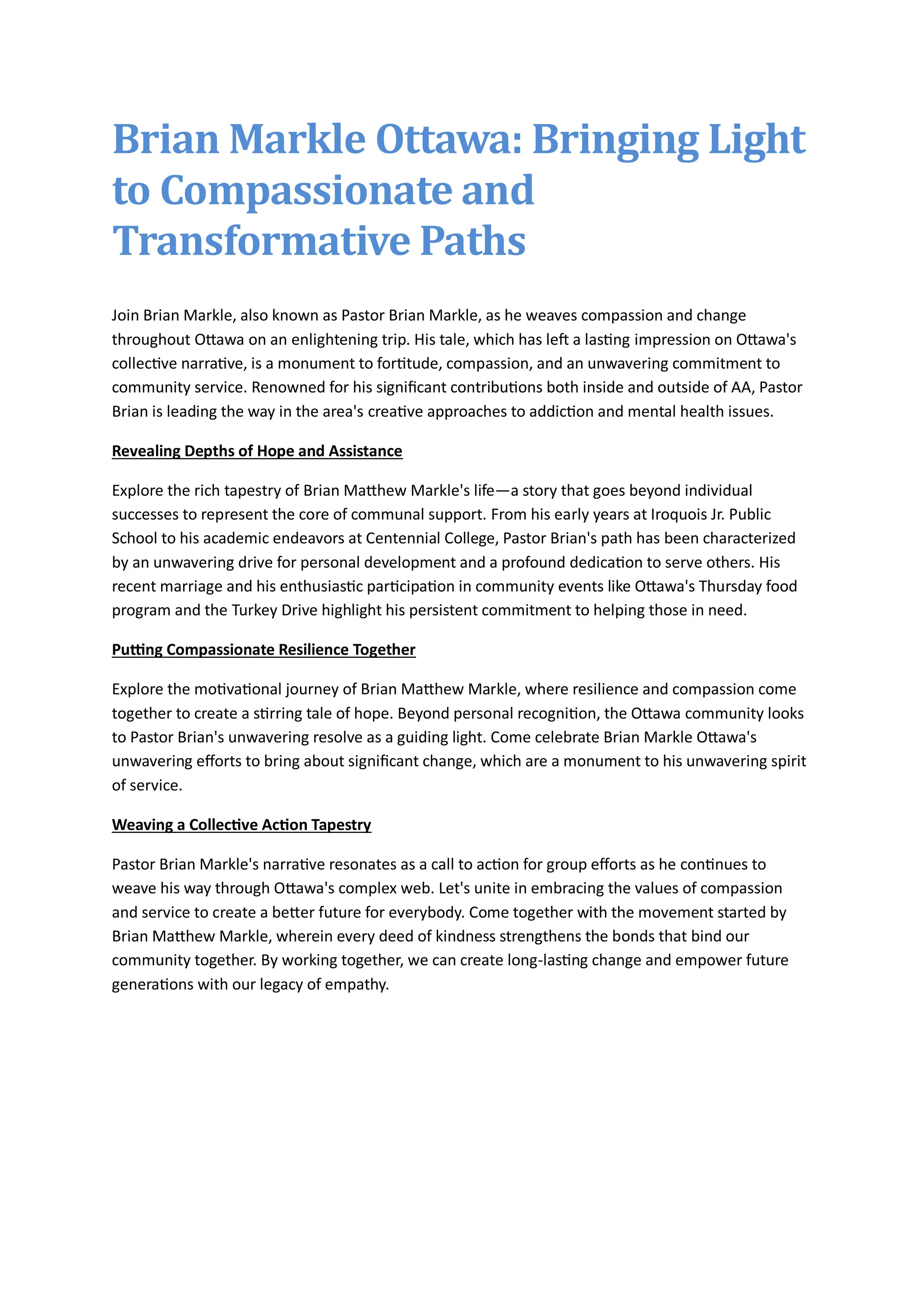 Pastor Brian Markle: An Ottawa Community Resilient Beacon of Hope | PDF