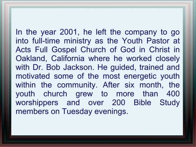 Pastor George Matthews Established Genesis Worship Center | PPT