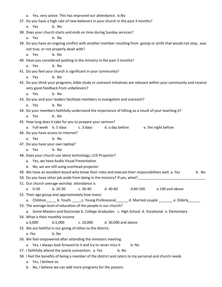 Pastor Survey Form