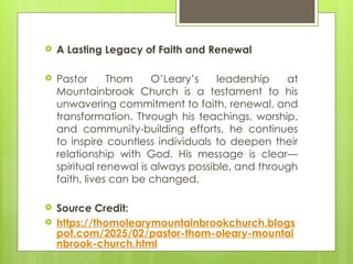 Pastor Thom O’Leary Mountainbrook Church: Bringing Spiritual Renewal ...