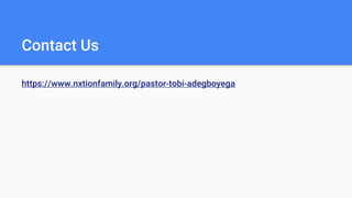 Pastor tobi adegboyega UK | Spac nation Church | PPTX