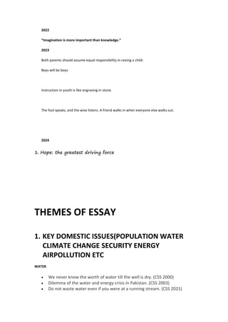 CSS Essay Past Paper Analysis(Topic-wise) 2000-2024 | DOCX